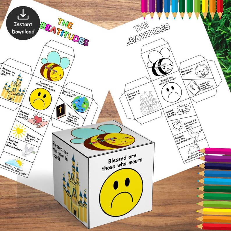 Beatitudes Activity Cube, Kids Activity, Printable Bible Verse Game ...