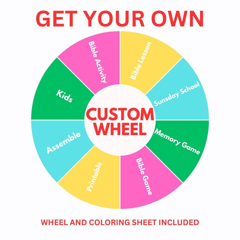 CUSTOM Printable Coloring Wheel, Printable Bible Activity, Kids Bible ...