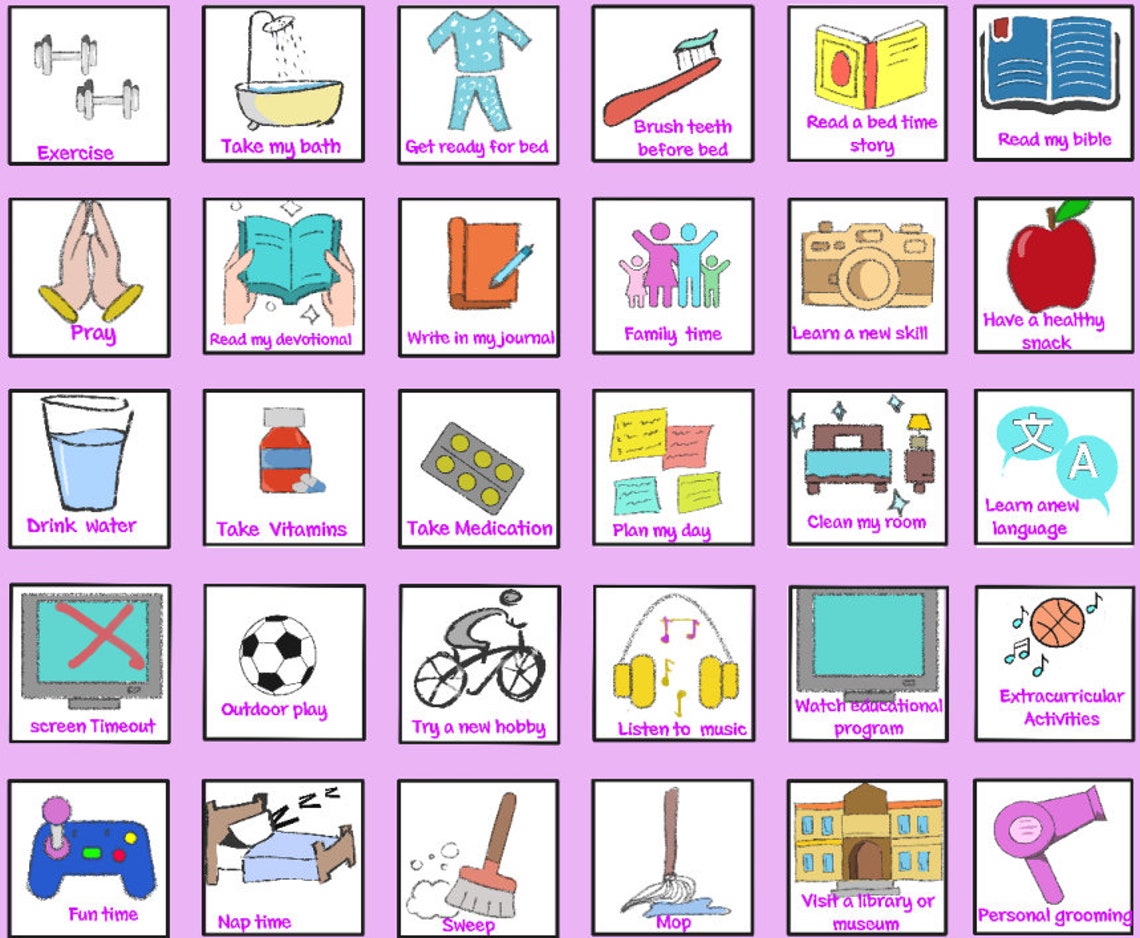 Daily Responsibilities Chore Chart, Printable Full Day Visual Routine ...