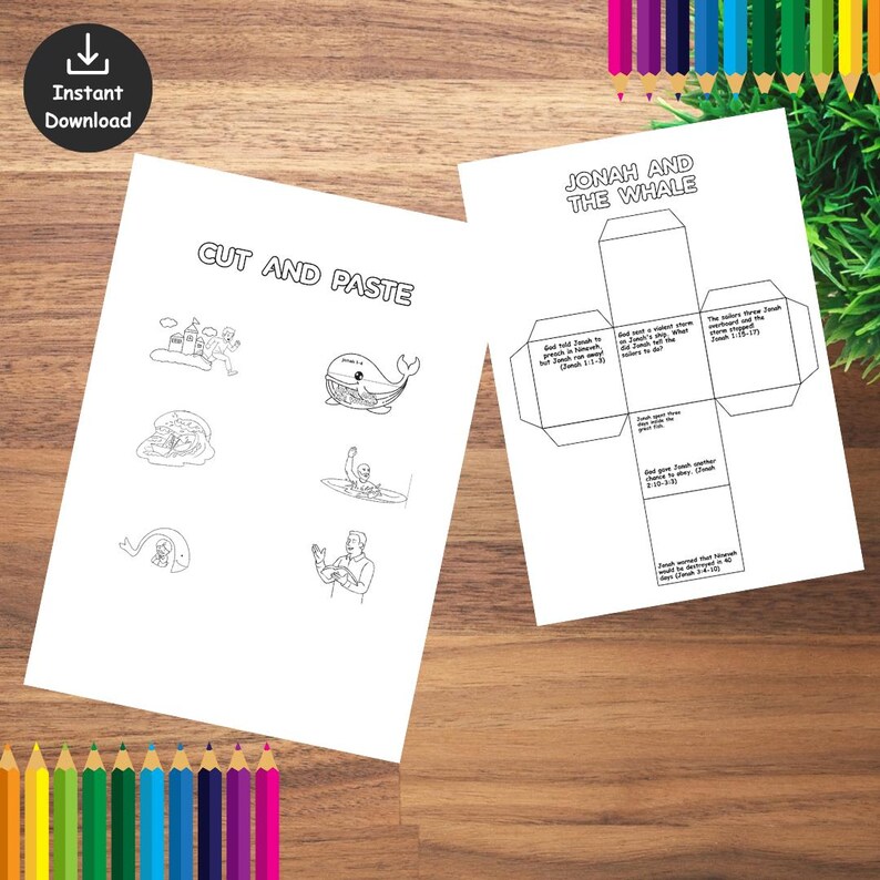 Jonah and the Whale Foldable Cube, Bible Craft Printable for Kids ...