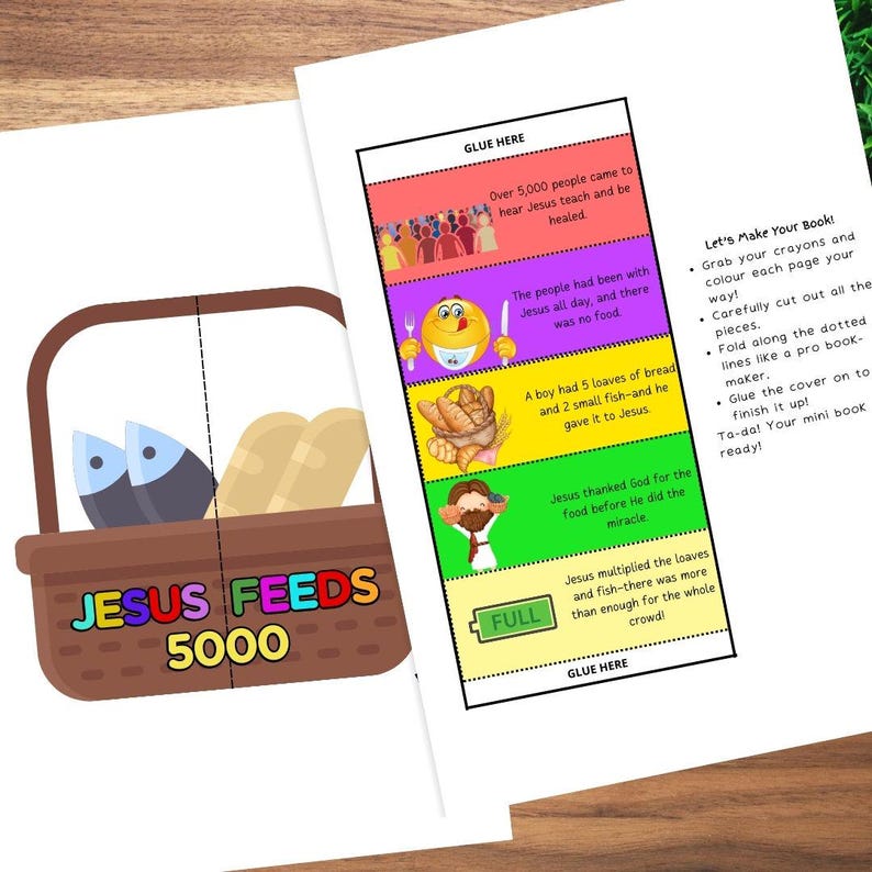 Loaves and Fish Folding Surprise | Bible Craft for Kids | Jesus Feeds ...