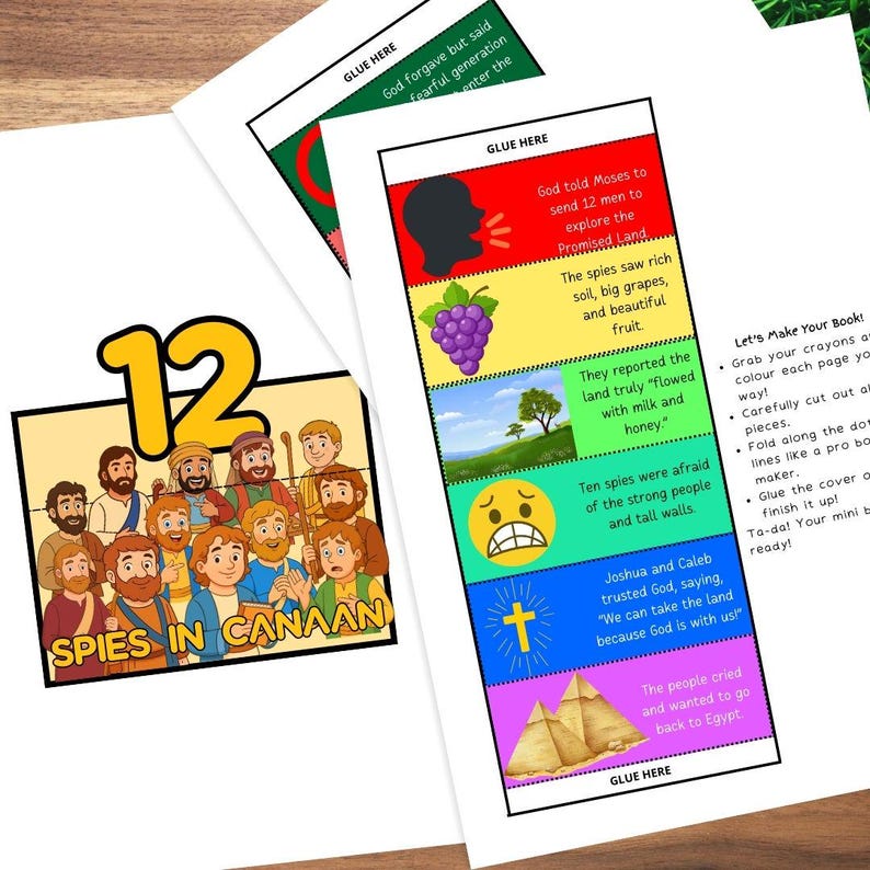 Twelve Spies in Canaan Folding Surprise Bible Craft, Bible Lesson ...
