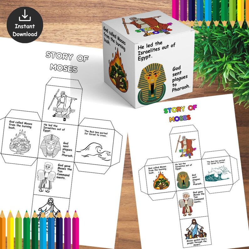 Story of Moses Cube Bible Craft, Bible Lesson, Sunday School Craft ...
