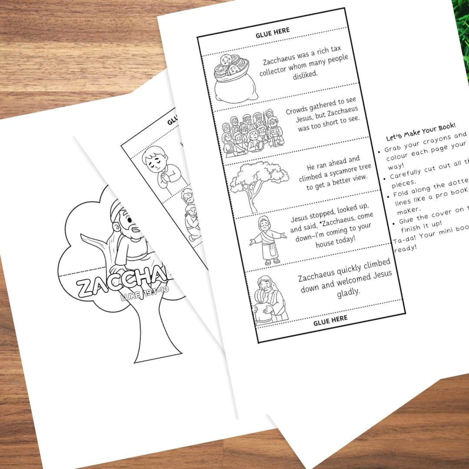 Zacchaeus Folding Surprise Bible Story Craft, Bible Lesson, Jesus and ...