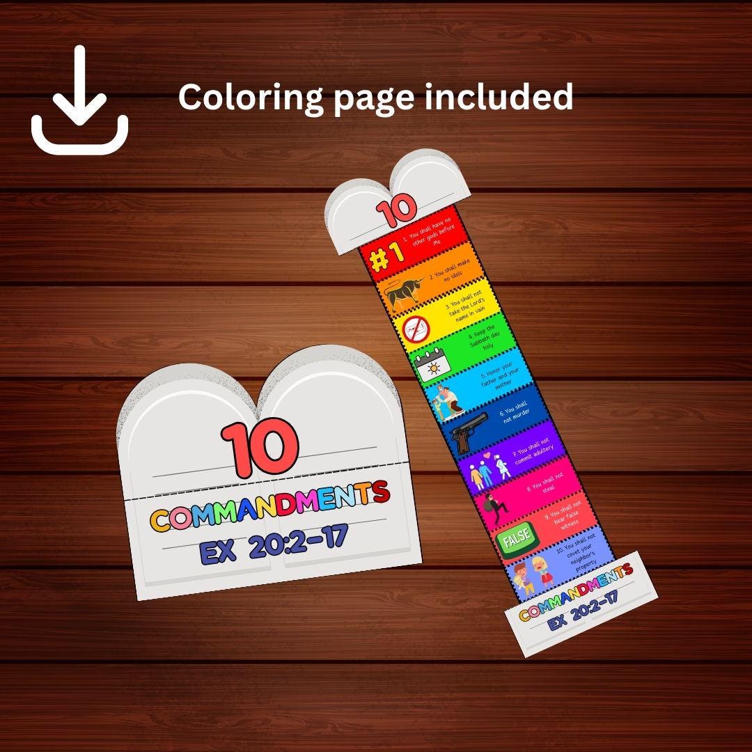 Ten Commandments Folding Surprise, Kids Bible Craft, Bible Lesson ...