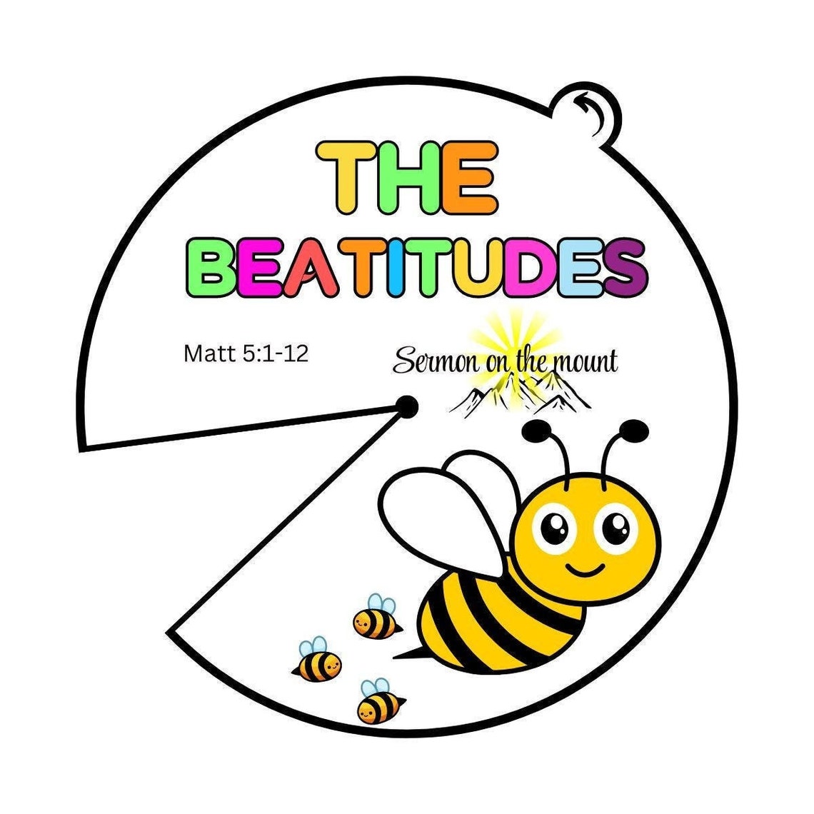 Beatitudes Coloring Wheel, Printable Bible Verse Activity, Watercolor ...