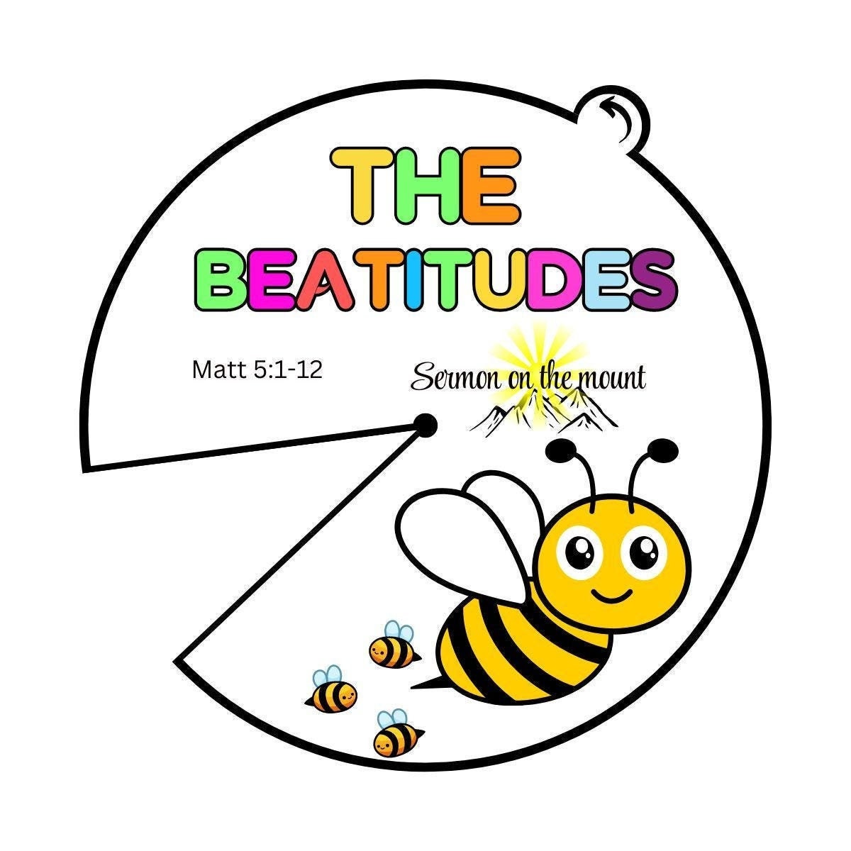 Beatitudes Coloring Wheel, Printable Bible Verse Activity, Watercolor ...