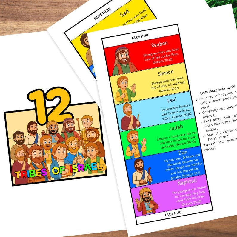 12 Tribes of Israel Symbol Folding Surprise Bible Craft, Bible Lesson ...