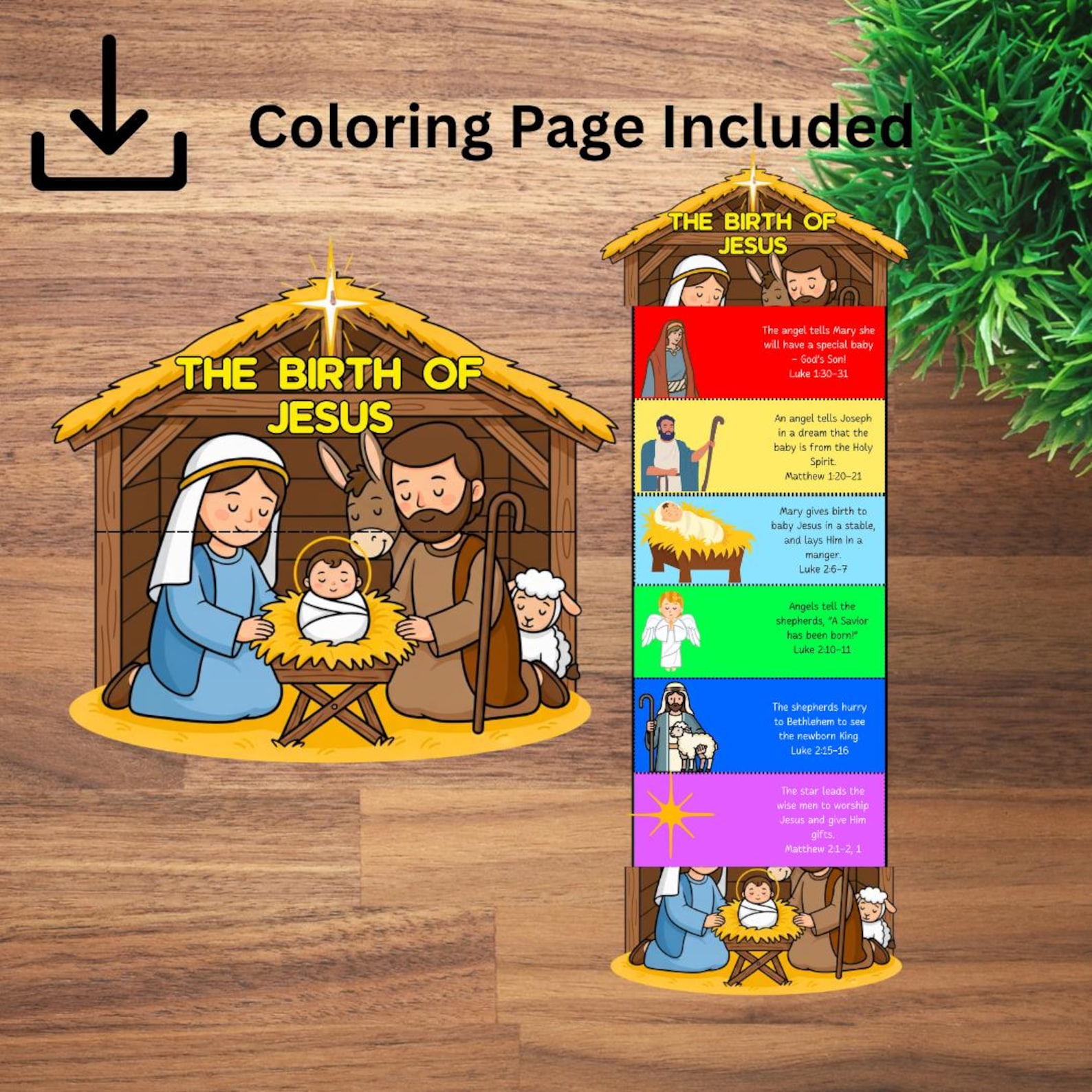 The Birth of Jesus Folding Surprise Craft, Christmas Story for Kids ...