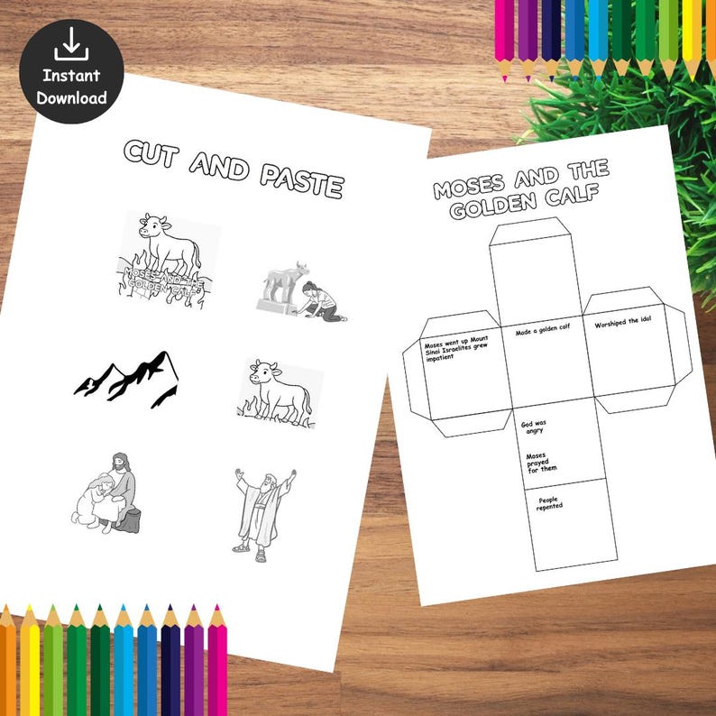 Moses Golden Calf Coloring Cube Craft, Bible Lesson, Bible Story ...