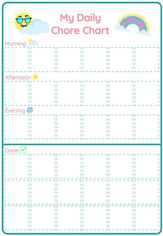 Kids Daily Responsibilities Chart, Printable Daily Routine, Chore Chart ...
