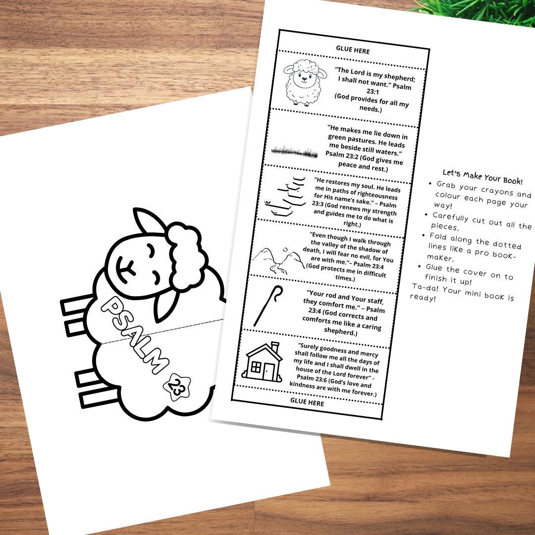 Psalm 23 Folding Surprise Bible Craft, Bible Lesson, Psalm Craft ...