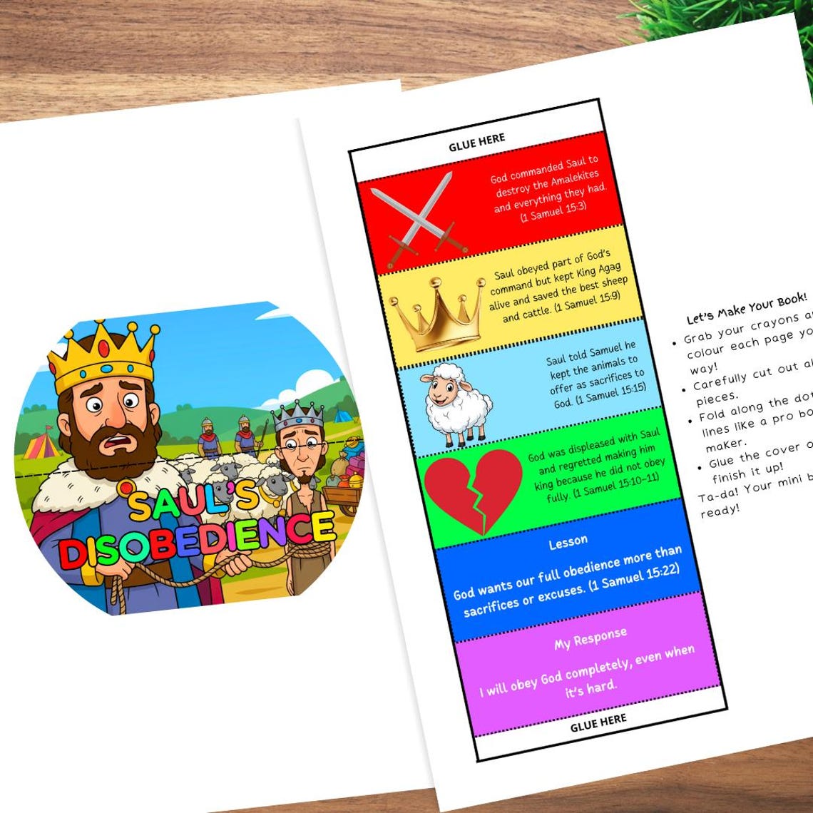King Saul's Disobedience Folding Surprise Craft, Bible Study Lesson ...