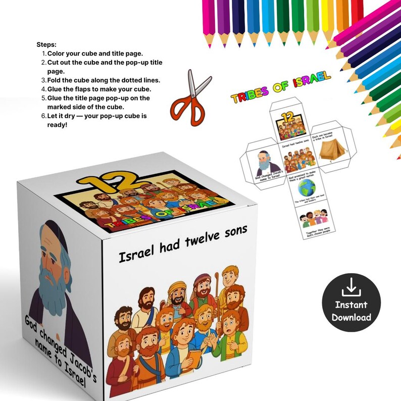 12 Tribes of Cube Bible Craft, Bible Lesson, Sunday School Craft ...