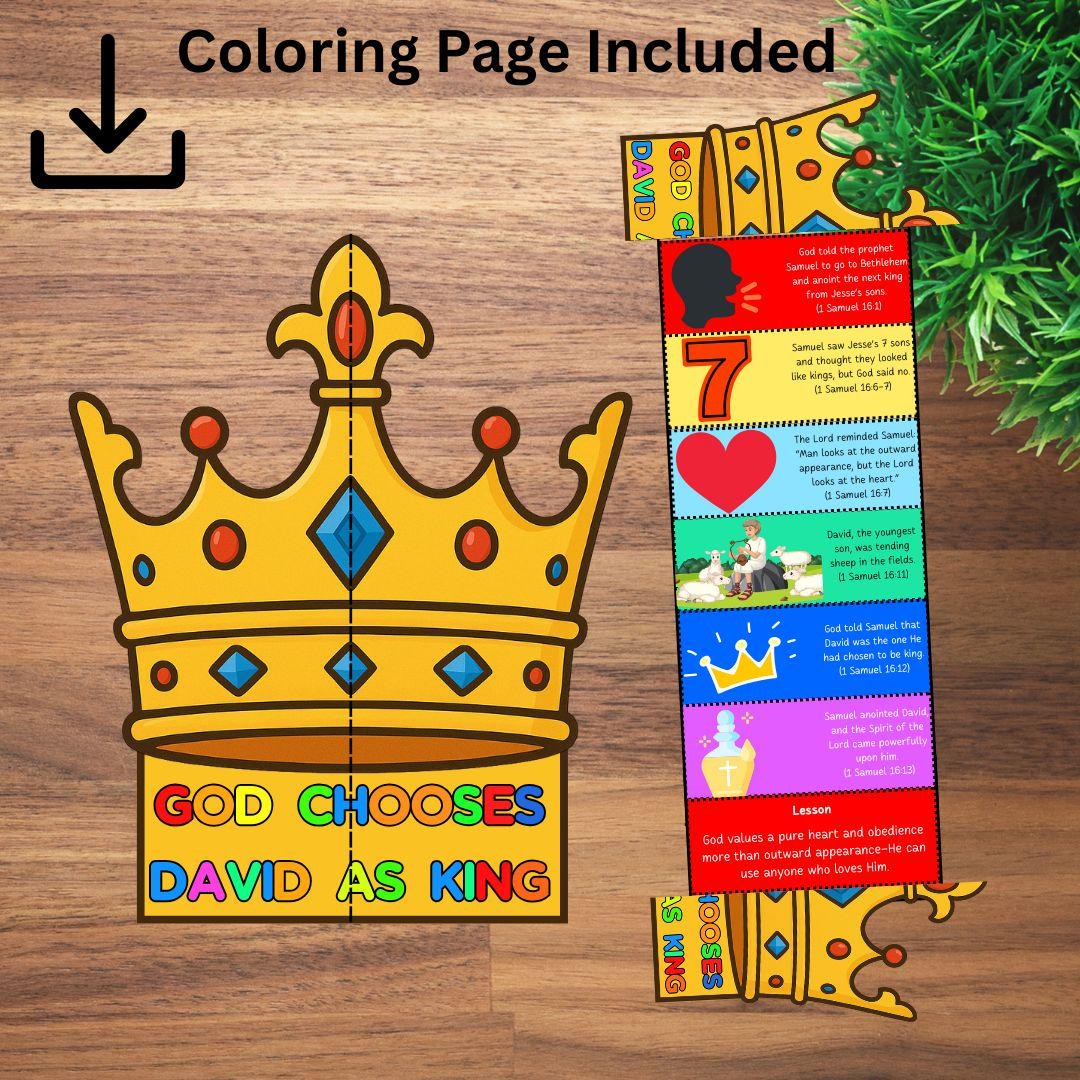 David Becomes King Folding Surprise, Bible Craft, Bible Story Lesson ...