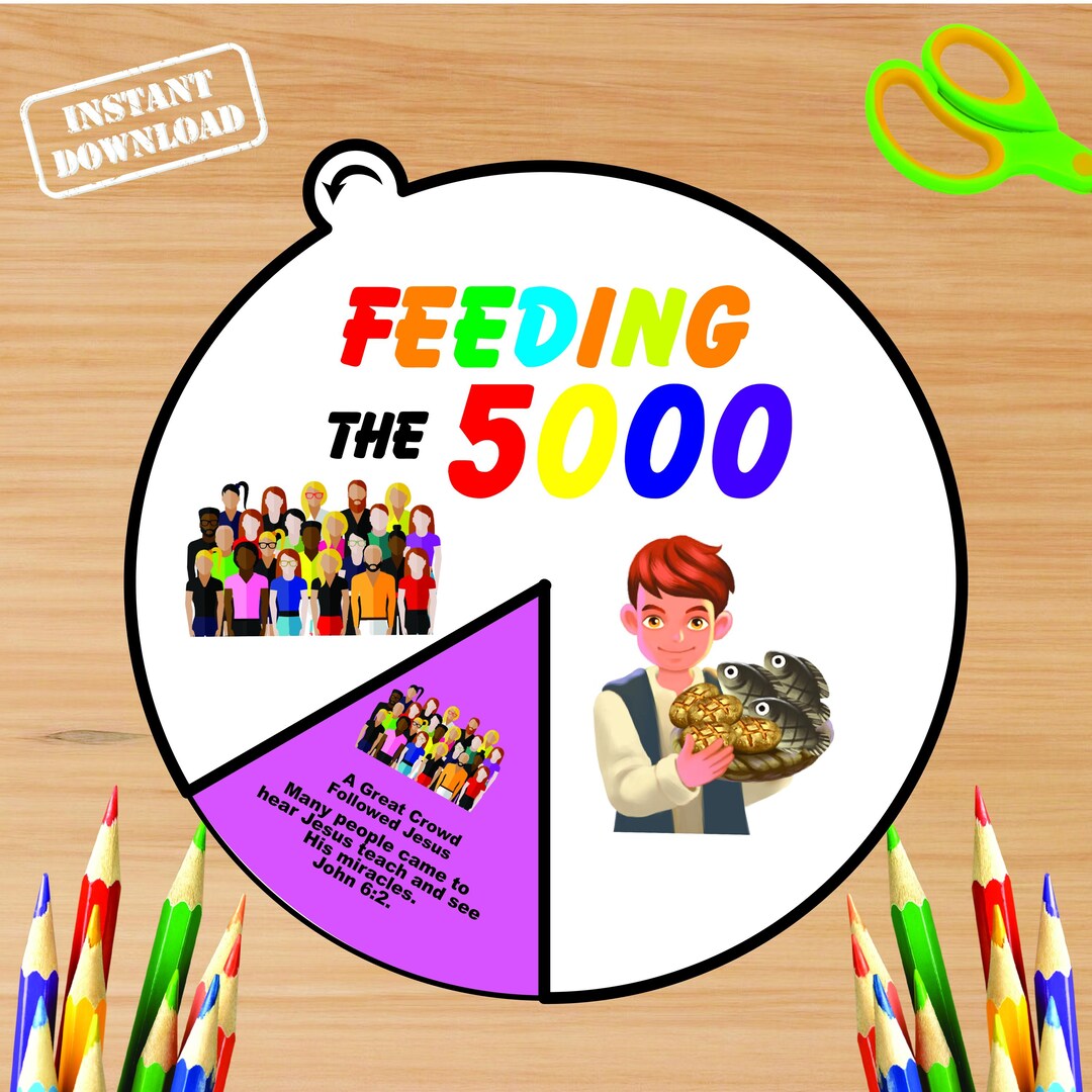 Feeding the 5000 Bible Story Wheel, Bible Activity, Sunday School ...