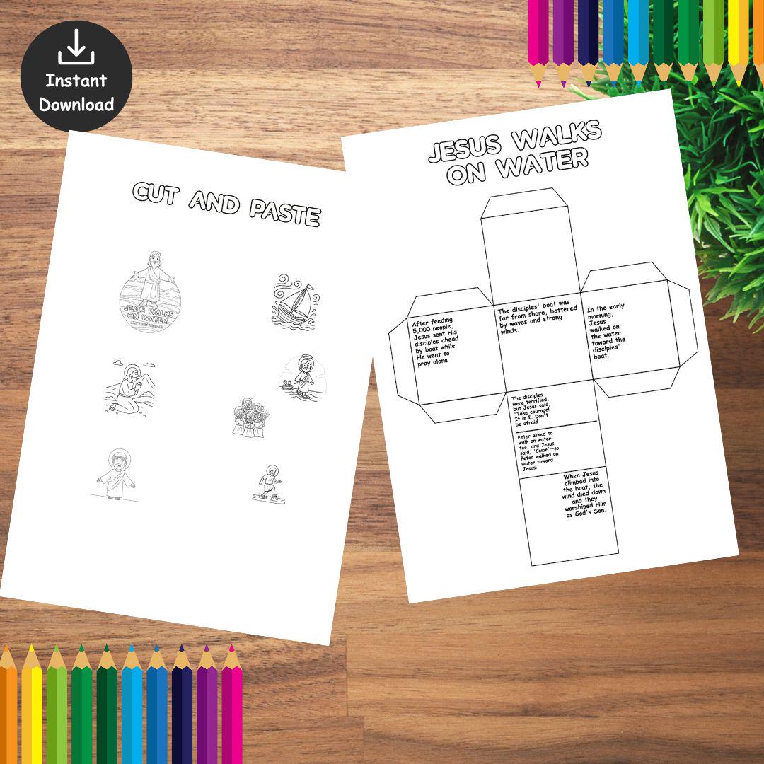 Jesus Walks on Water Kids Bible Story Craft Printable Sunday School ...