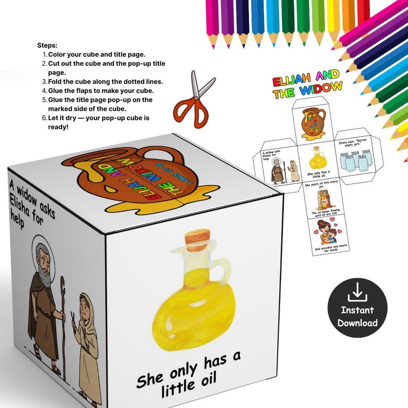 Elijah and the Widow Bible Story Cube, Bible Craft, Bible Lesson, Bible ...