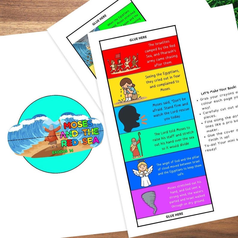 Moses and the Red Sea Folding Surprise Bible Story Craft, Bible Lesson ...