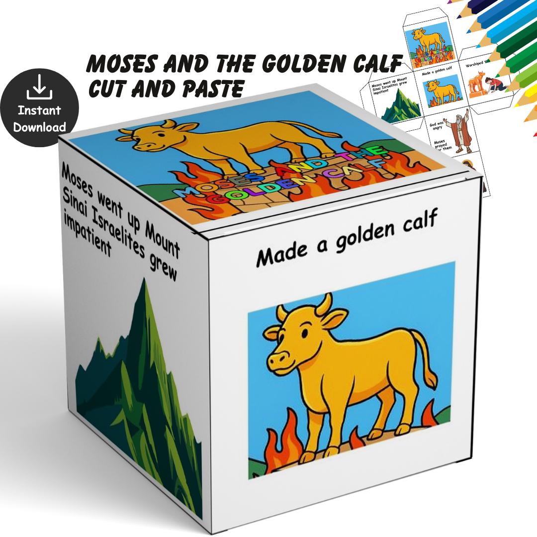 Moses Golden Calf Coloring Cube Craft, Bible Lesson, Bible Story ...