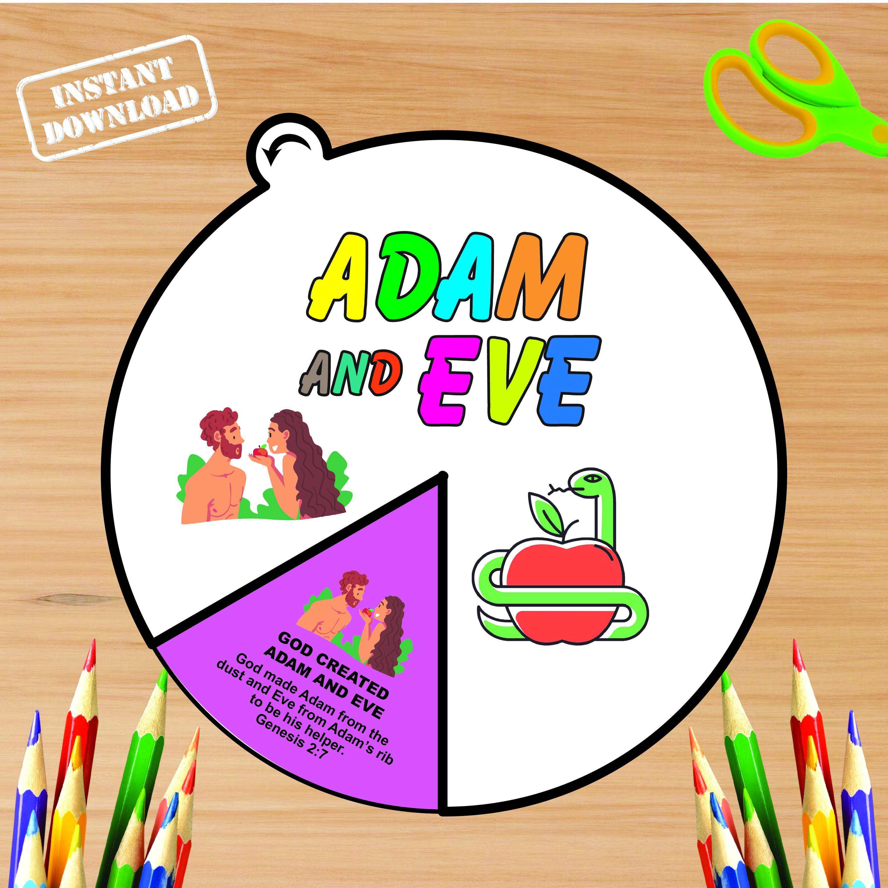 Adam and Eve Spinner Craft | Bible Story Activity for Kids | Sunday ...