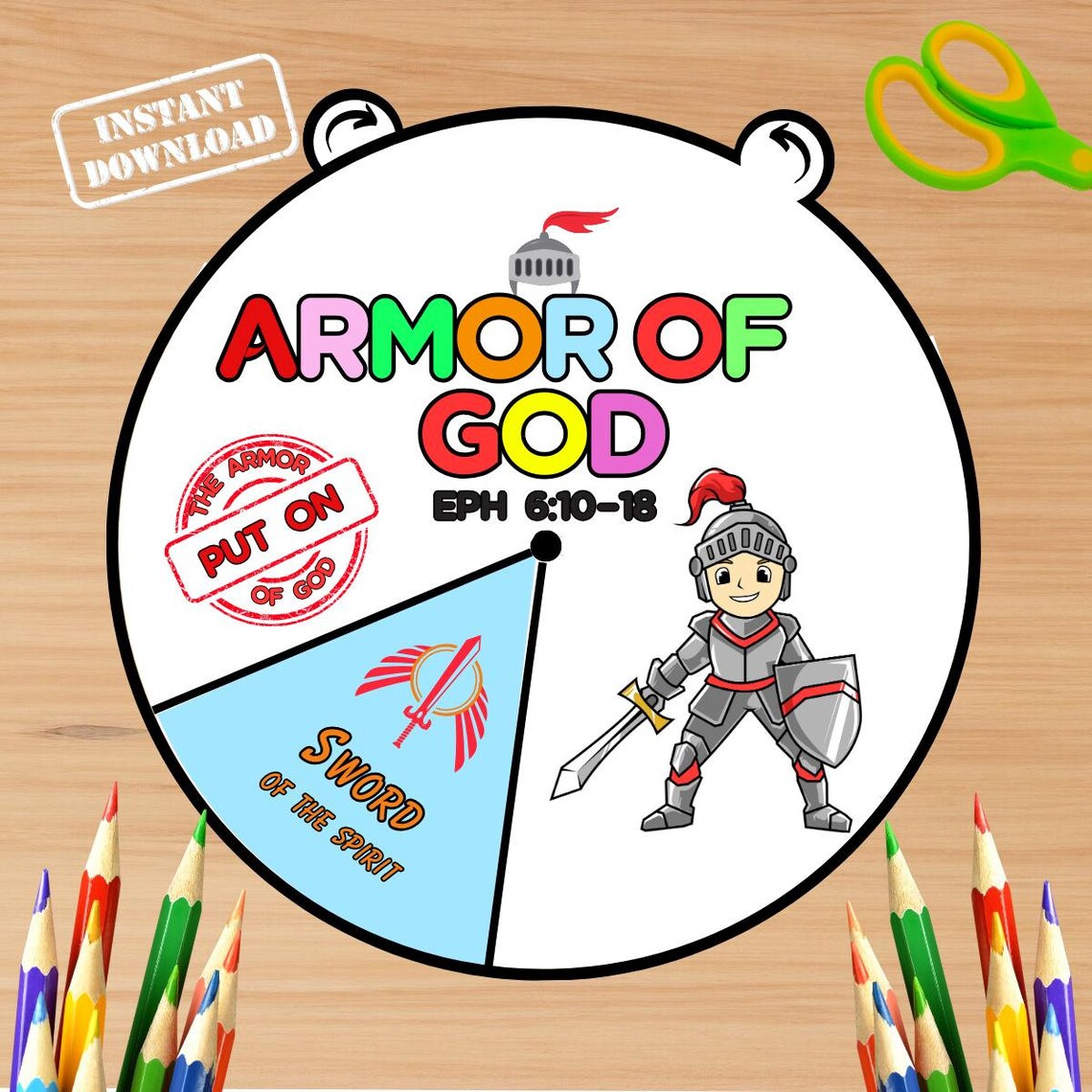 Armor of God Coloring Wheel, Bible Activity, Bible Lesson, Memory Game ...
