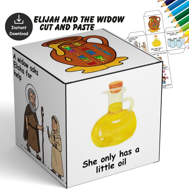Elijah and the Widow Bible Story Cube, Bible Craft, Bible Lesson, Bible ...
