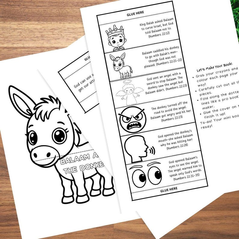 Balaam and the Donkey Folding Surprise Bible Craft: Bible Lesson Study ...