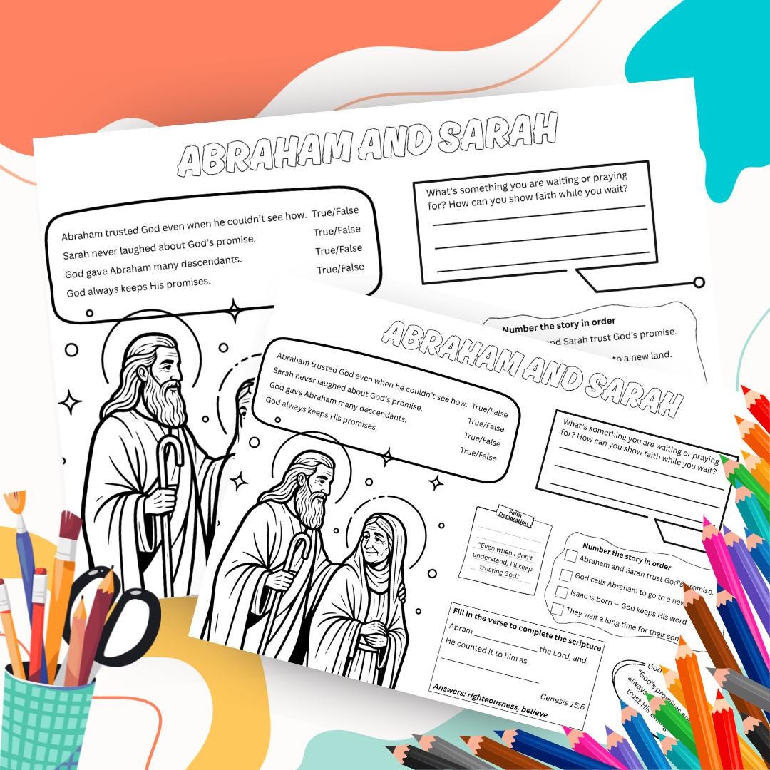 Abraham and Sarah Activity Sheet Bible Craft, Promise to Abraham and ...