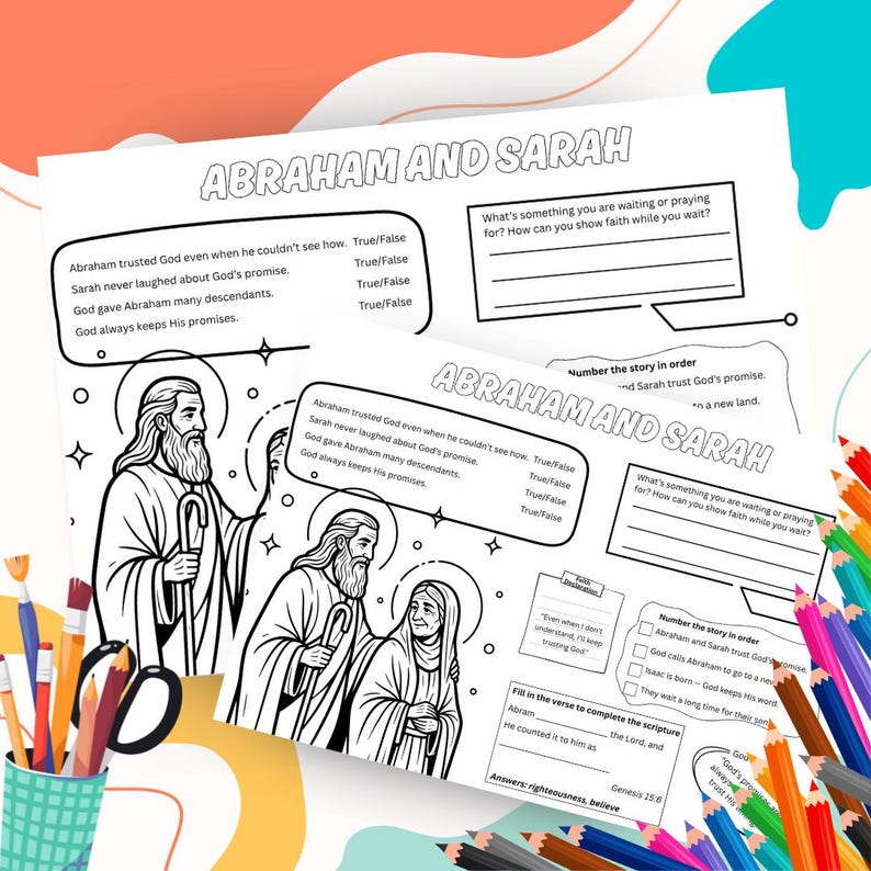 Abraham and Sarah Activity Sheet Bible Craft, Promise to Abraham and ...