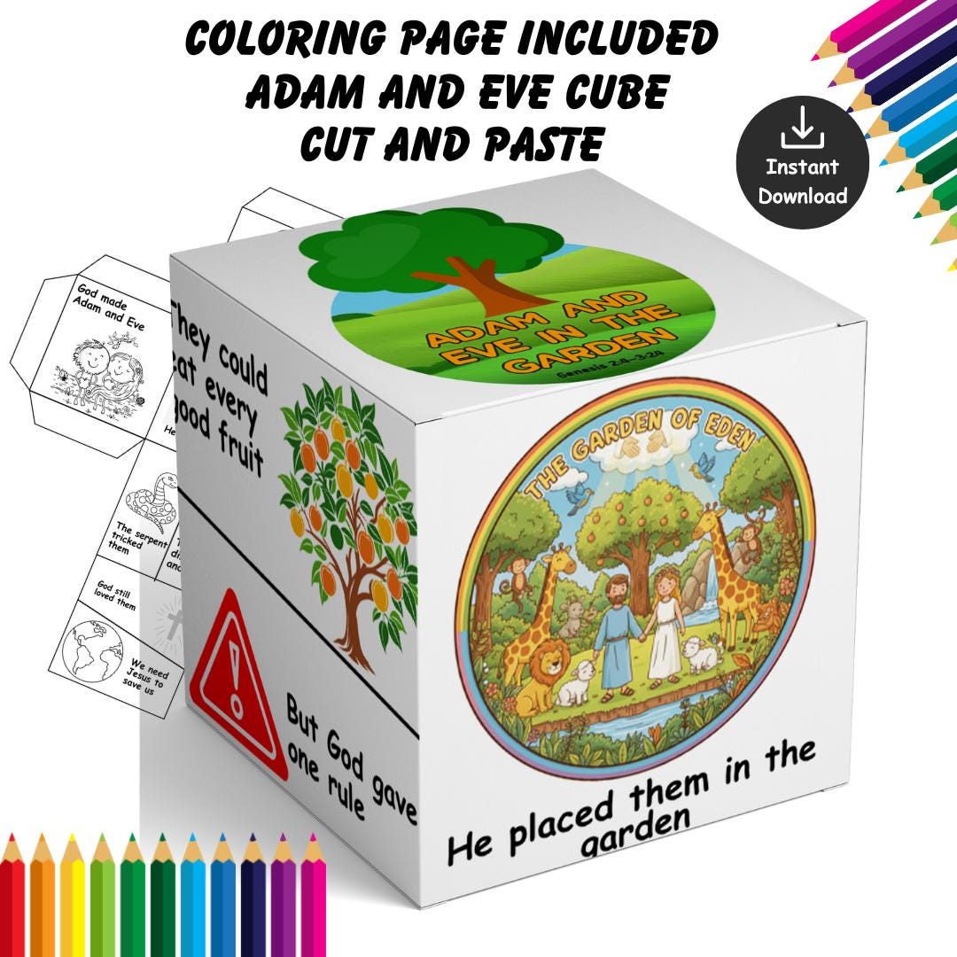 Adam and Eve Folding Cube Craft | Bible Story Activity for Kids ...