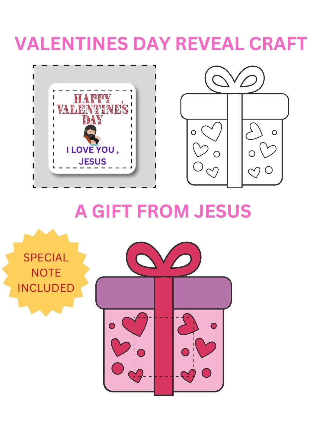 Christian Valentine’s Day Bible Coloring Gift Reveal Craft Kids, Bible ...