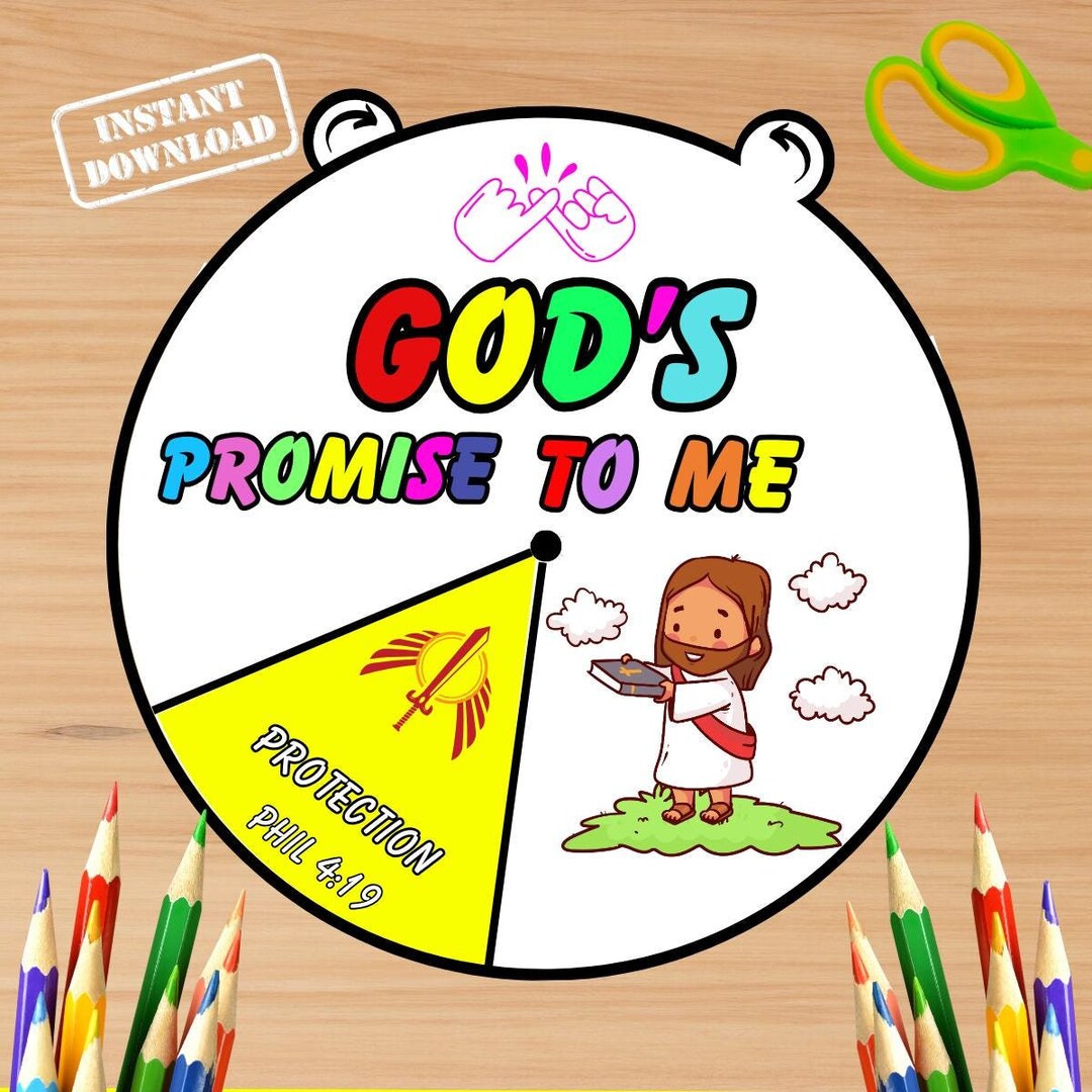 God's Promises to Me Coloring Wheel, Bible Activity, Kids Bible Lesson ...