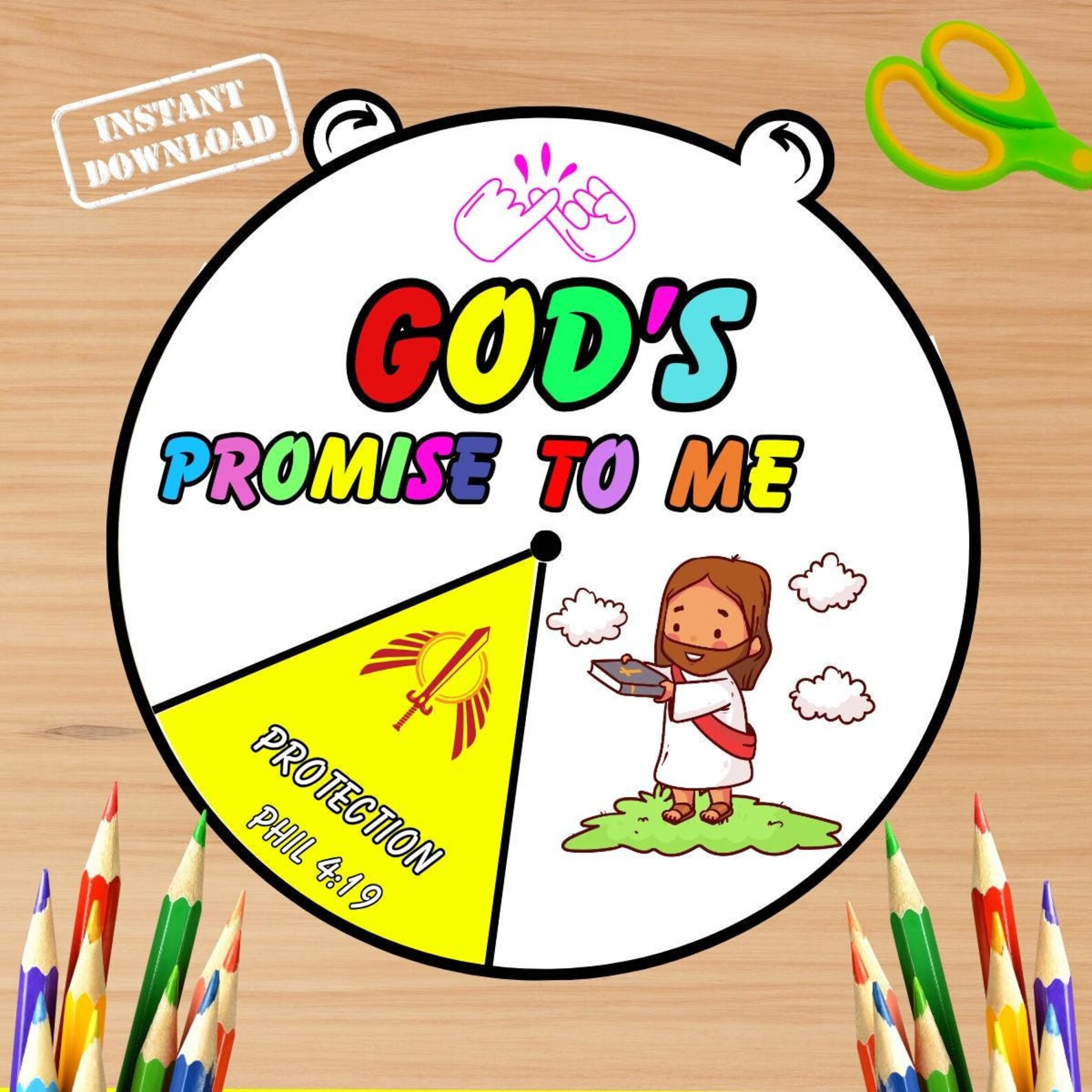 God's Promises to Me Coloring Wheel, Bible Activity, Kids Bible Lesson ...