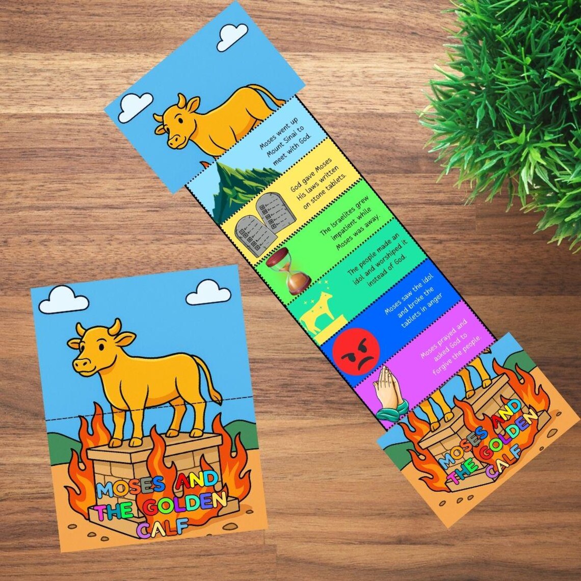Moses Golden Calf Folding Surprise Bible Craft, Bible Lesson, Bible ...