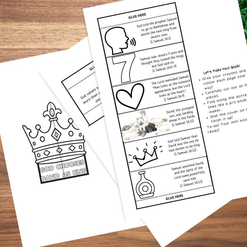 David Becomes King Folding Surprise, Bible Craft, Bible Story Lesson ...