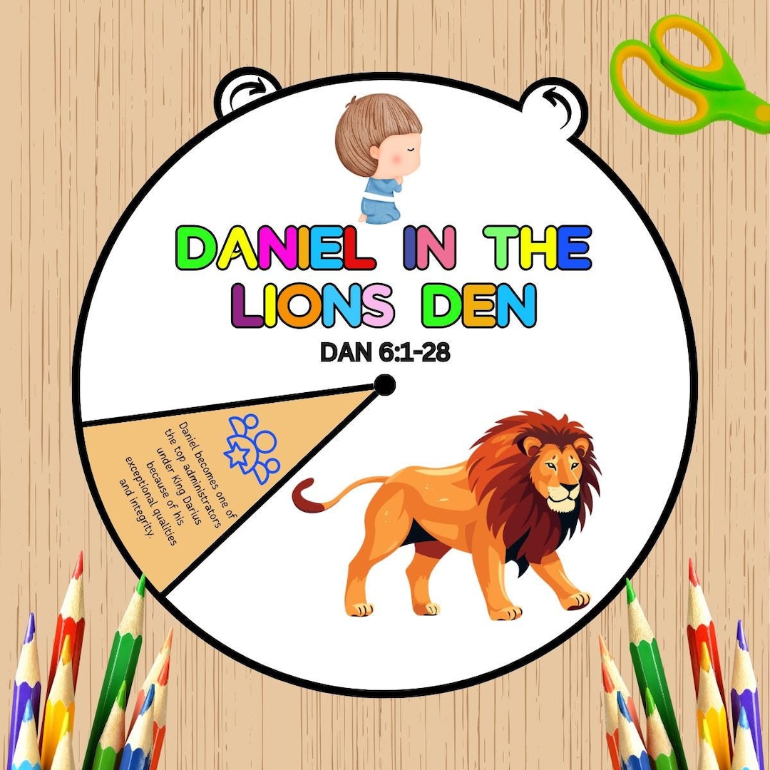 Daniel in the Lion's Den Craft/ Sunday School Lesson for Kids/ Coloring Wheel Game/ Kids Bible ...