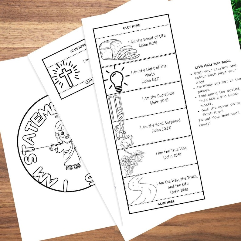 I Am Statements of Jesus Folding Surprise Bible Craft, Printable Bible ...