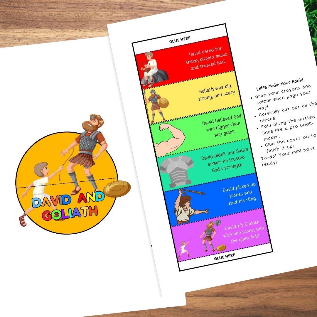 David and Goliath Folding Surprise Bible Craft, Bible Lesson, Sunday ...