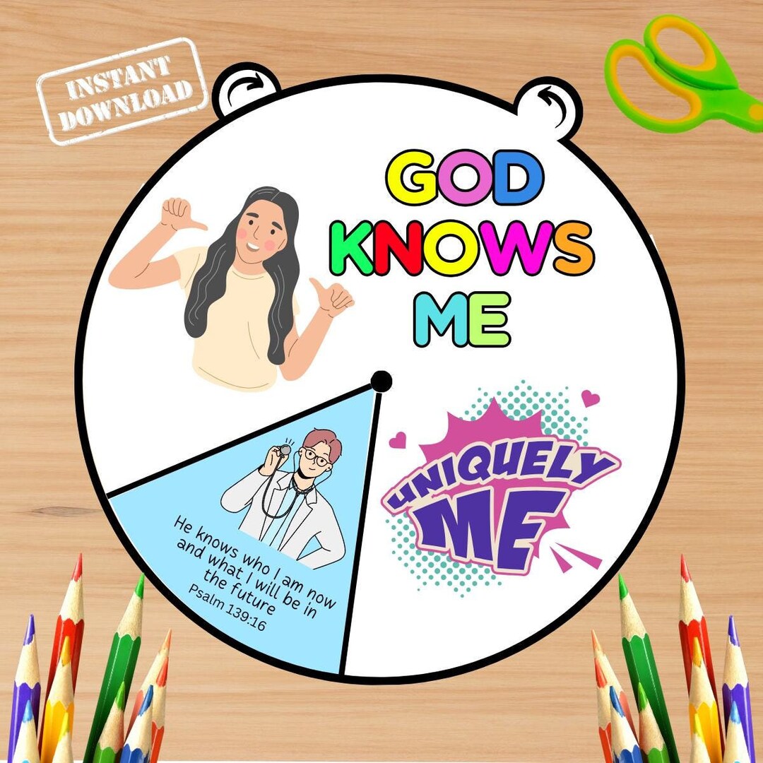 God Knows Me Coloring Wheel, Psalm 139, Bible Story Activity, Kids ...