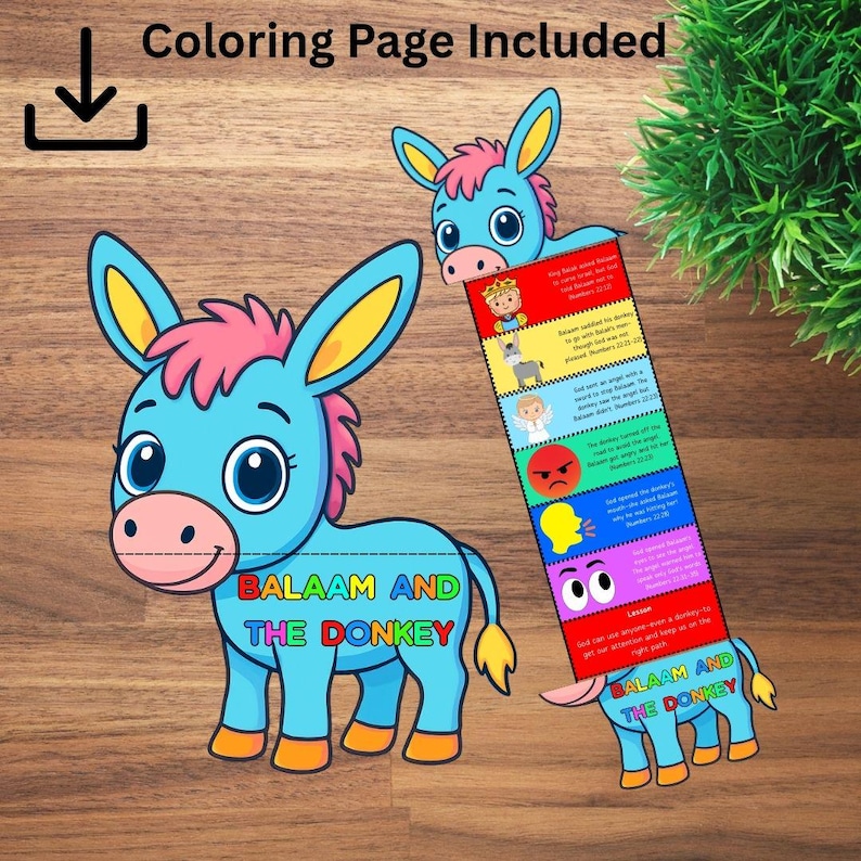 Balaam and the Donkey Folding Surprise Bible Craft: Bible Lesson Study ...