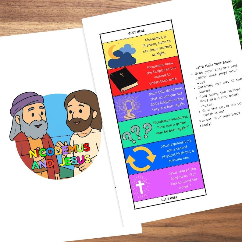 Nicodemus and Jesus Folding Surprise Bible Story Craft, Bible Lesson ...