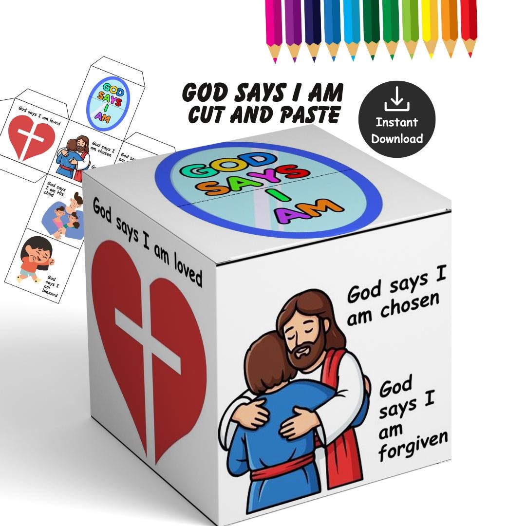 God Says I Am Activity Cube Bible Craft, Bible Lesson, Gospel Activity ...