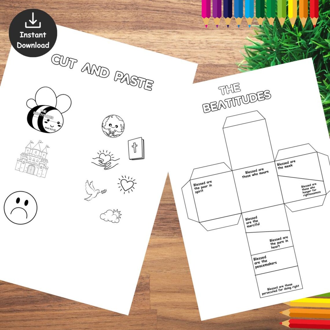 Beatitudes Activity Cube, Kids Activity, Printable Bible Verse Game ...
