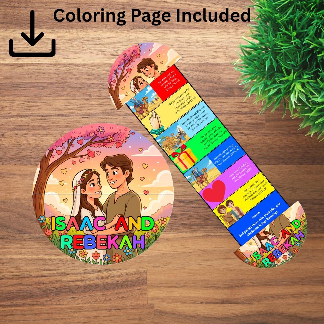 Isaac and Rebekah Folding Surprise Bible Craft, Bible Story Lesson ...