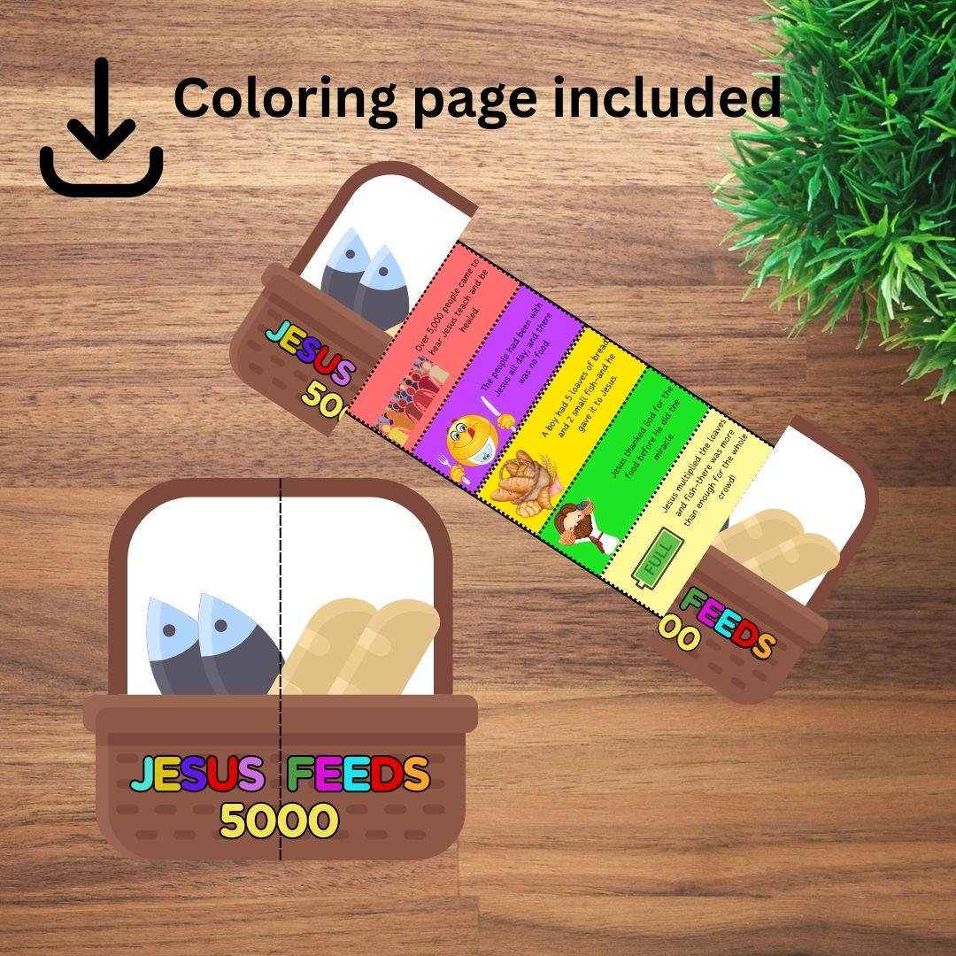 Loaves and Fish Folding Surprise | Bible Craft for Kids | Jesus Feeds ...
