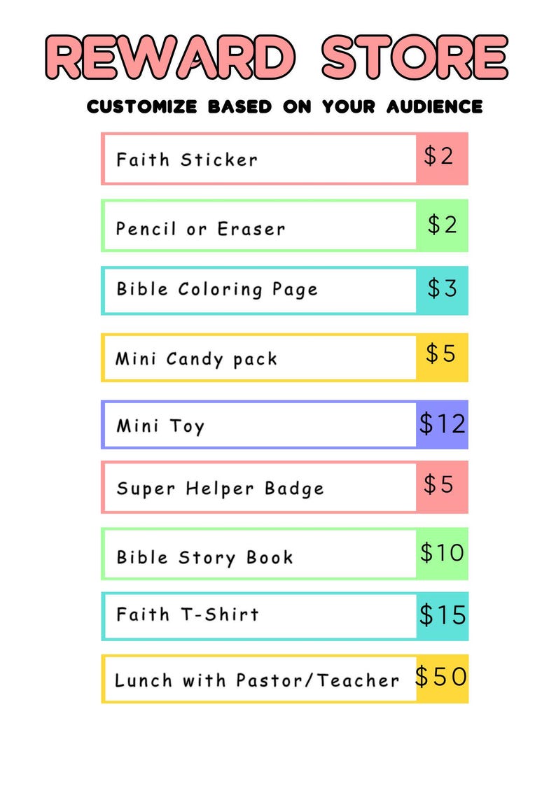 Editable Bible Bucks Printable, Kids Reward Coupons, Chore Bucks ...