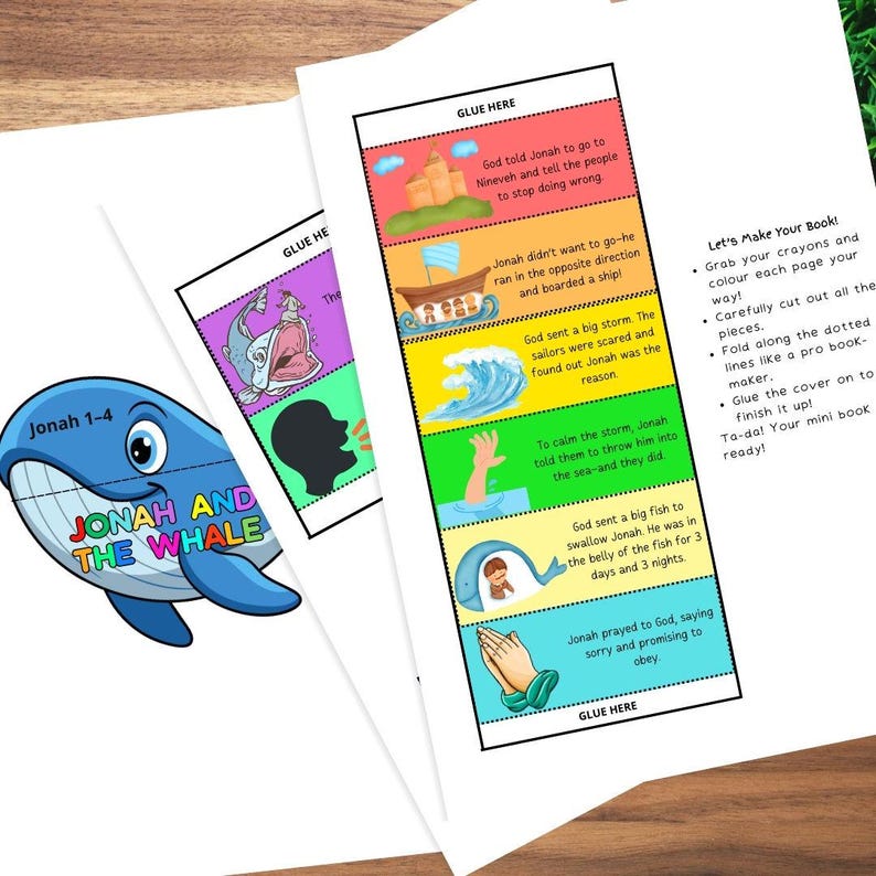 Jonah and the Whale Folding Suprise, Bible Craft Printable for Kids ...