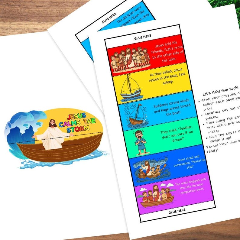 Jesus Calms the Storm Folding Surprise Bible Craft, Bible Lesson ...