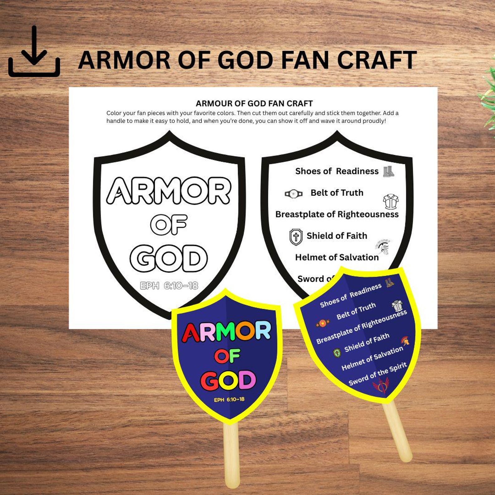 Armor of God Fan Bible Craft for Kids, Bible Lesson, Sunday School ...